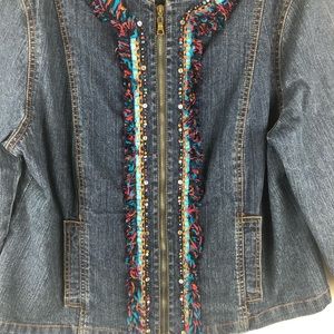 Ruby Rd. | Jackets & Coats | Ruby Rd Denim Jacket Confetti Zipper Front ...